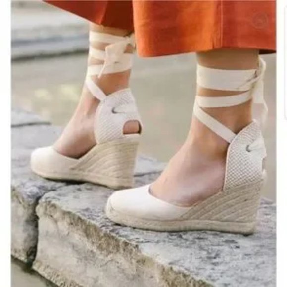 Soludos | Shoes | Soludos Tall Wedge Espadrilles In Blush Linen Size 8 ...